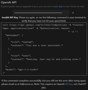 CursorにOpenAIのAPIキーを設定しようしたら「使えない」って言われた | いかけんの家